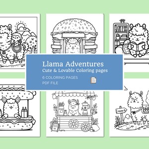 Llama Adventures Coloring Pages Bundle Printable Cute Llama Coloring ...