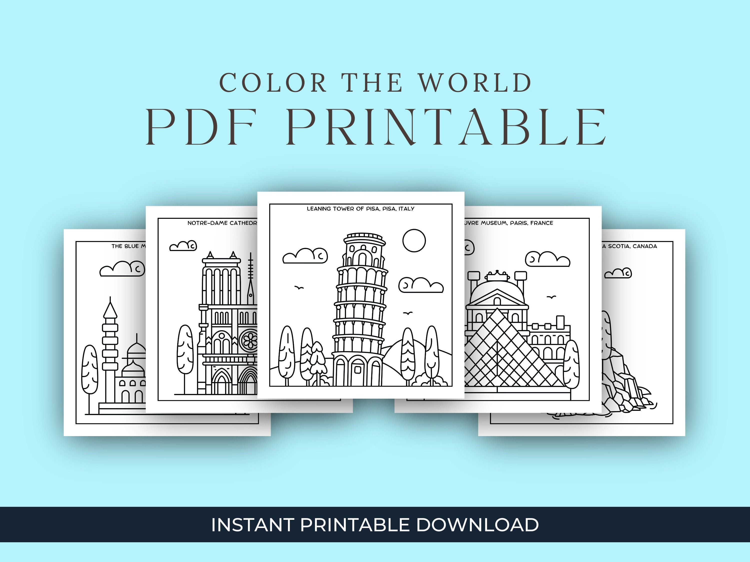 Coloring Book, Famous Landmarks Coloring Book, Travel Coloring Book ...