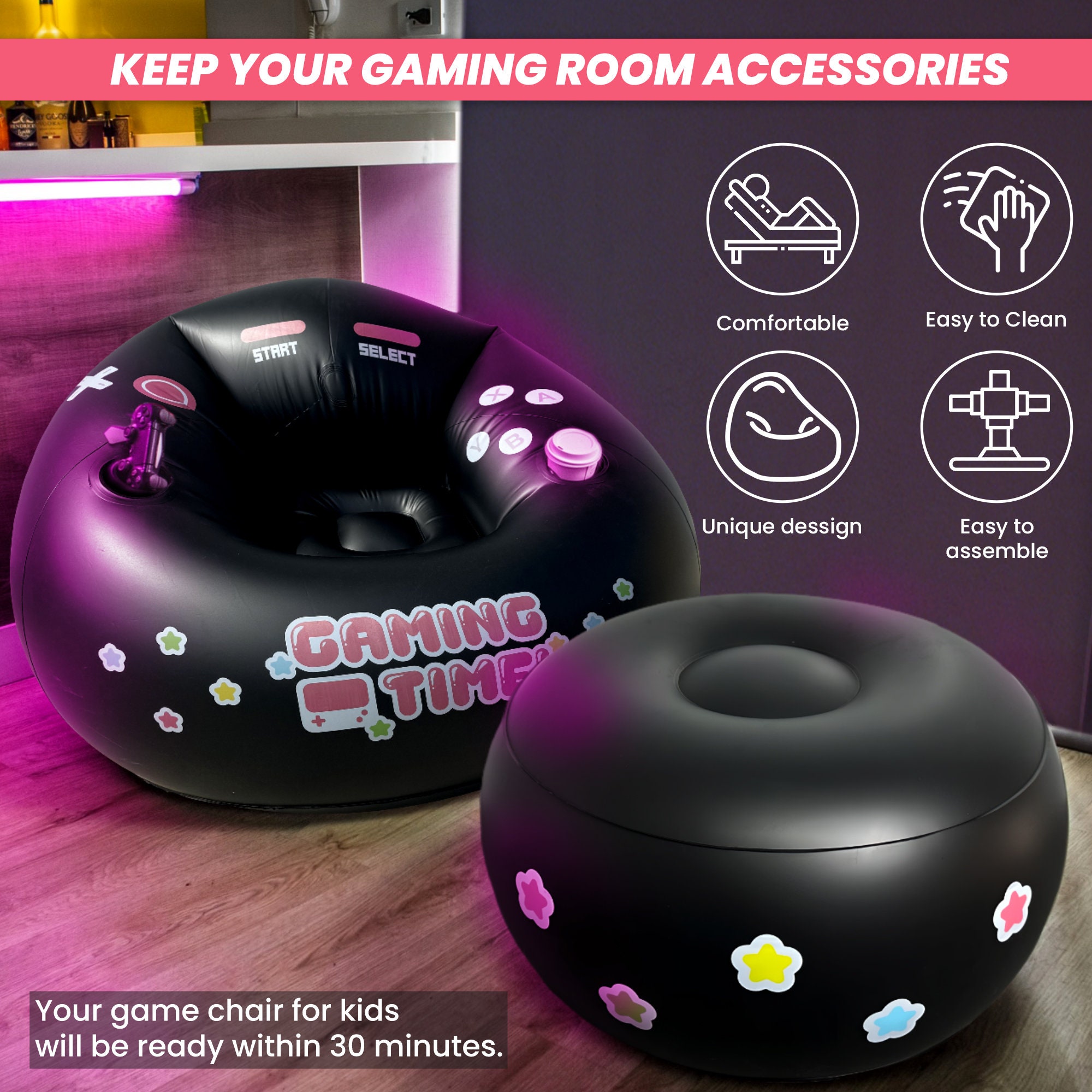 Franfusion Gaming Chair for Kids With Cup Holders and Side Pocket ...