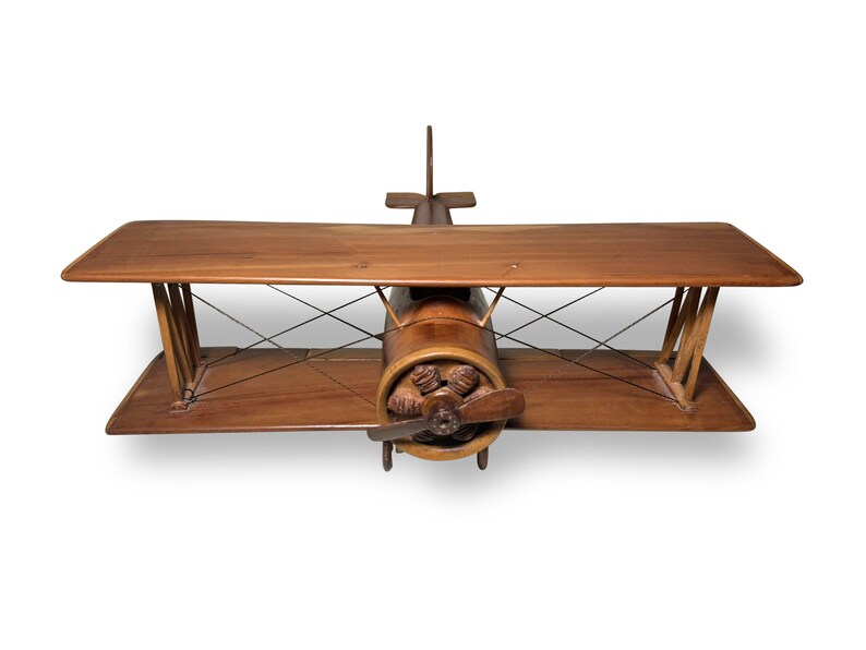 Handcrafted Wooden Biplane Model Vintage Aviation Decor Unique ...