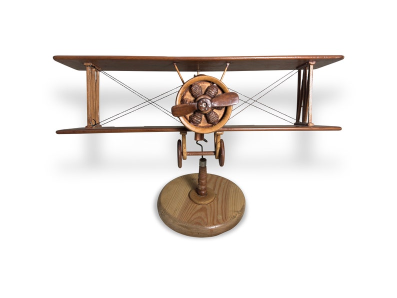 Handcrafted Wooden Biplane Model Vintage Aviation Decor Unique ...