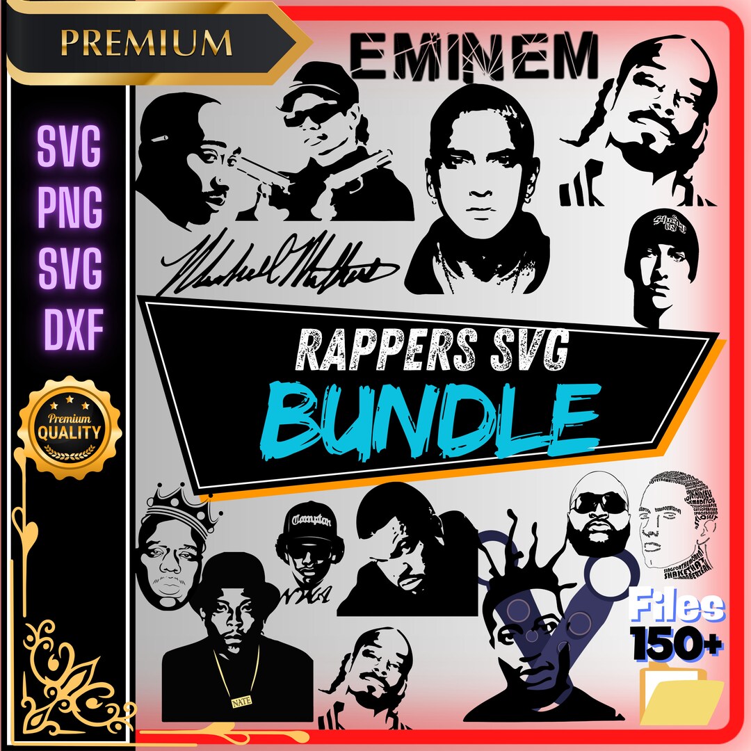 Rappers Cricut, Rappers Svg Bundle, Hiphop Svg, Sublimation Designs ...