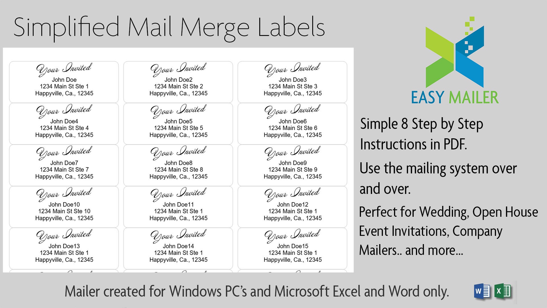 Mail Merge Template for Rectangular Address Labels - Microsoft Word ...