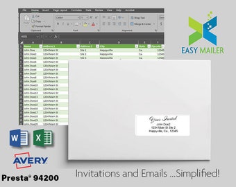 Mail Merge Address Template for Wraparound Labels Script Handwriting ...