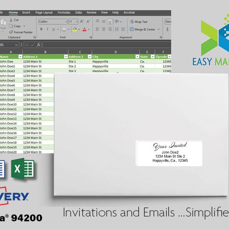 Excel Mail Merge Template - Etsy