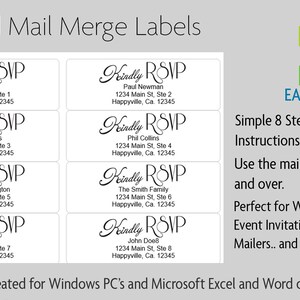 Mail Merge Template for Rectangular Address Labels-microsoft Excel to ...