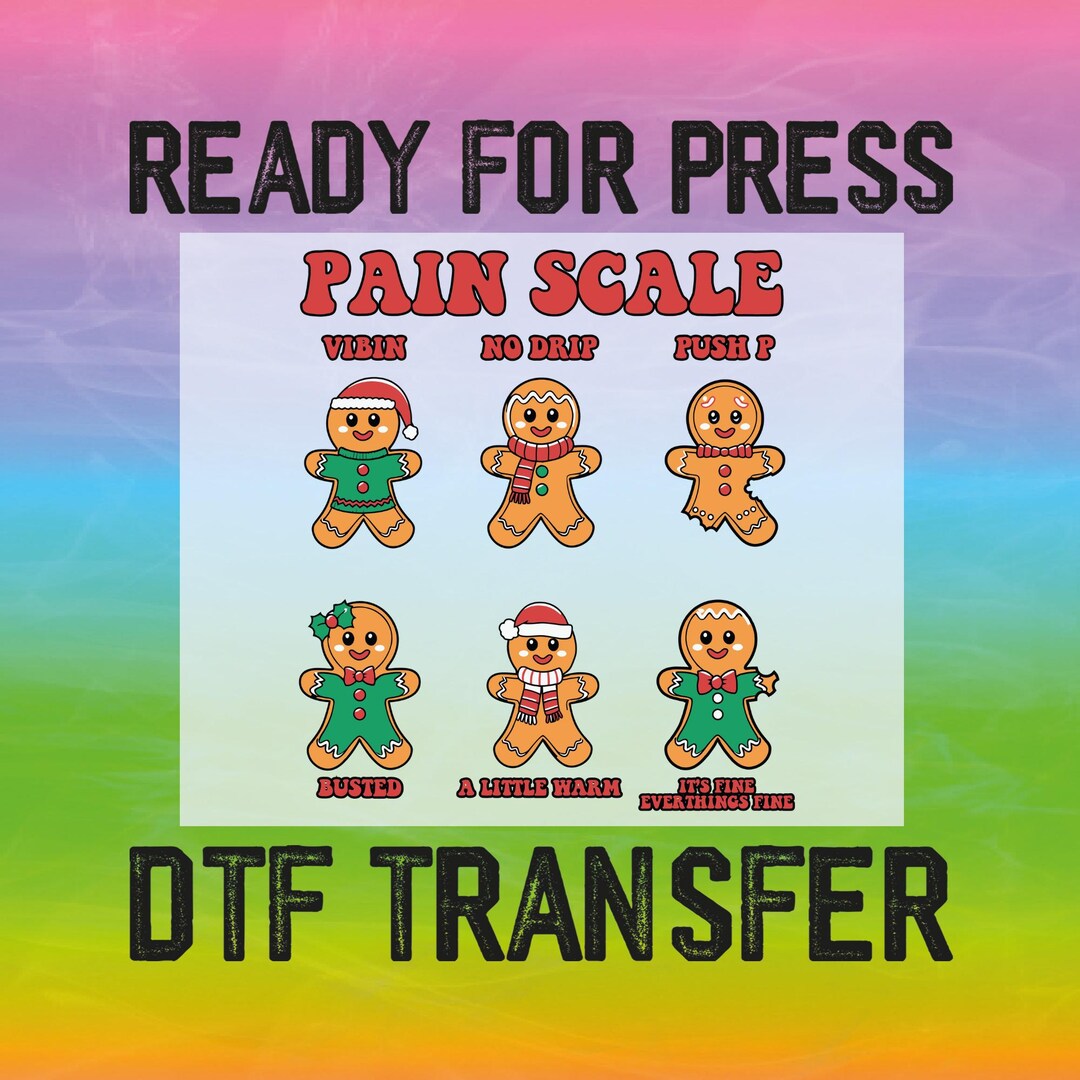 Funny Pain Scale Gingerbread Ready to Press, Christmas Gingerbread Dtf ...