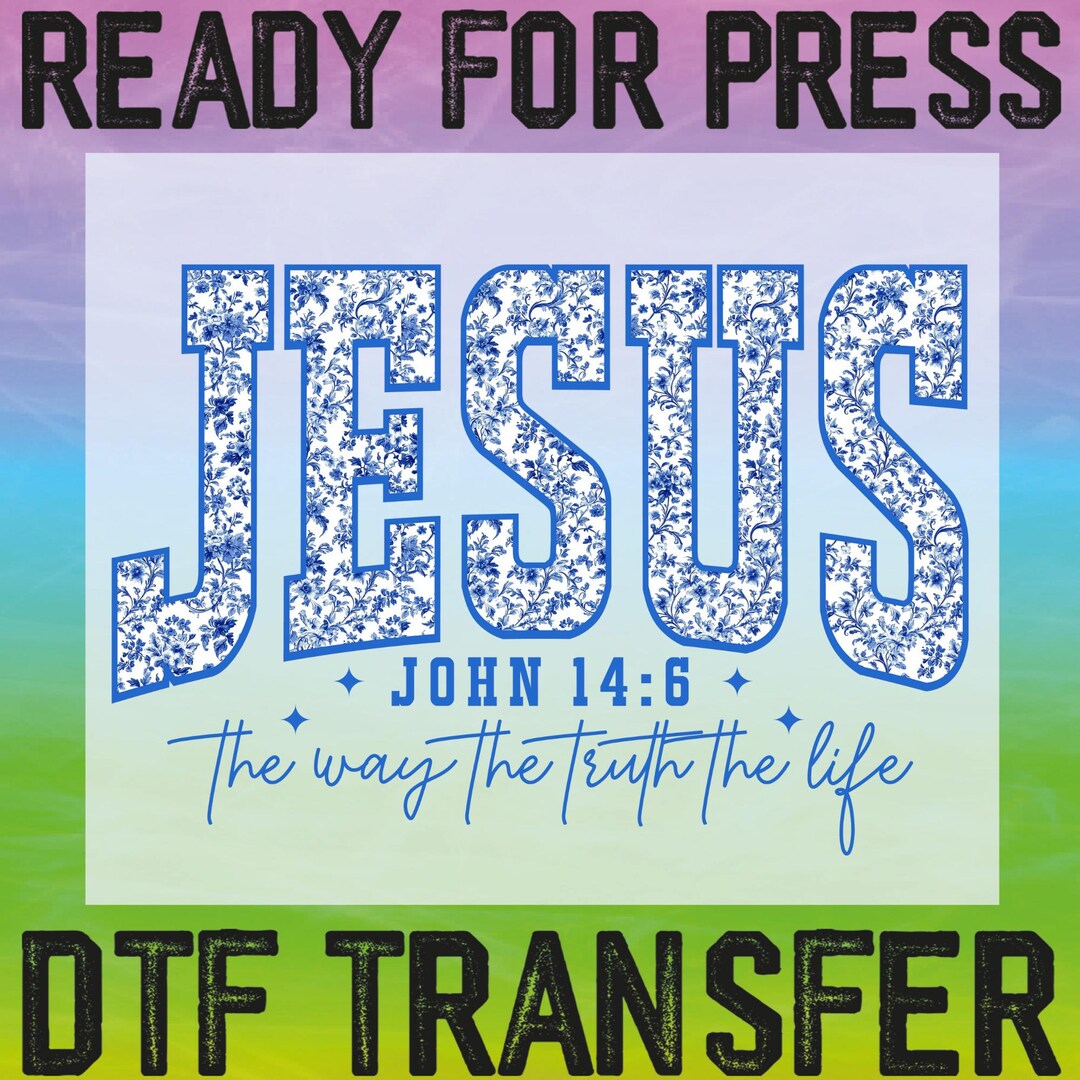 Jesus Floral Chinoiserie DTF Heat Transfer, Religious Ready to Press - Etsy