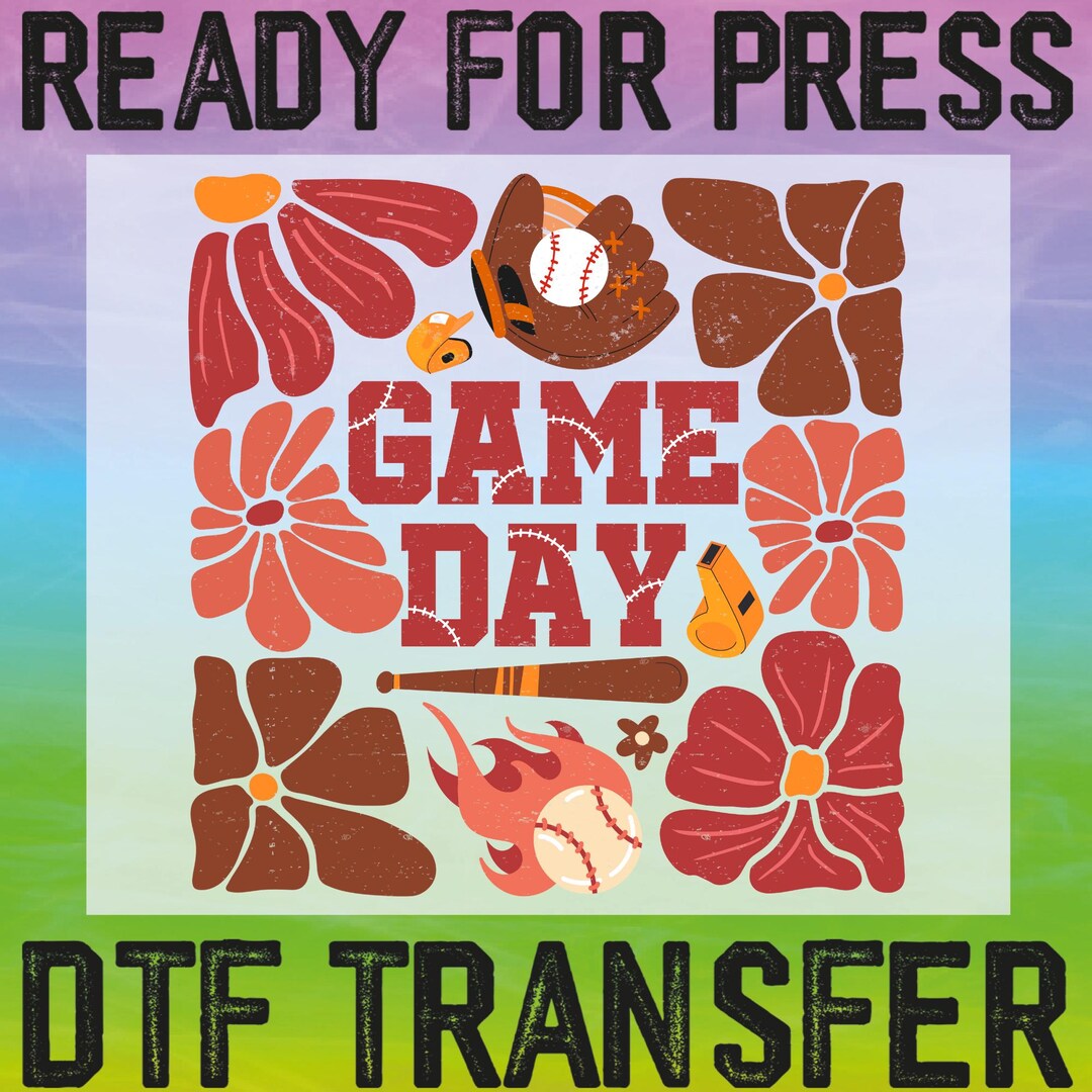 Boho Baseball Game Day Ready to Press, Baseball Heat Transfer, Boho ...