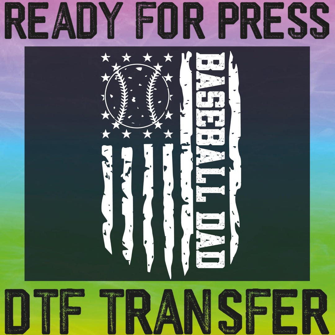 Baseball Dad US Flag Ready to Press, Baseball Heat Transfer, Baseball ...