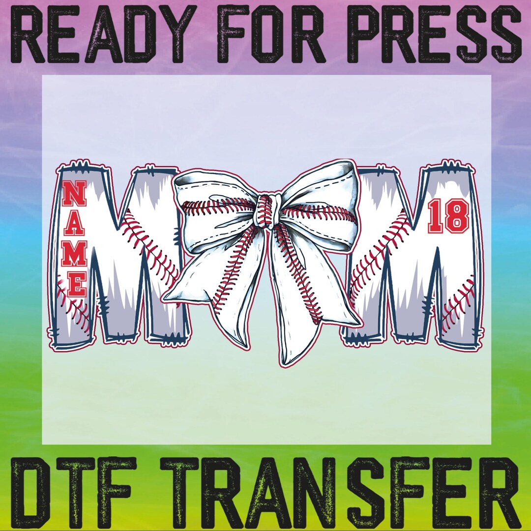 Custom Baseball Name and Number Ready to Press, Baseball Heat Transfer ...