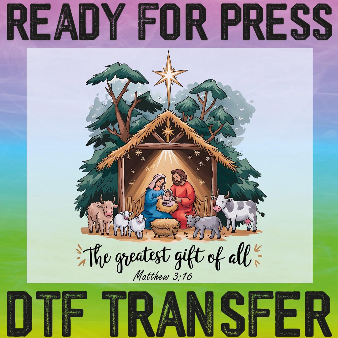 Christian Nativity Scene Heat Transfer: Christmas Jesus Ready to Press ...
