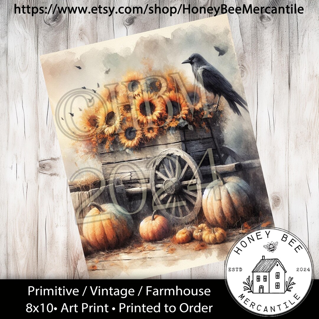 Vintage Primitive Farmhouse Style 8x10 Rice Prints, Decoupage, Wood ...