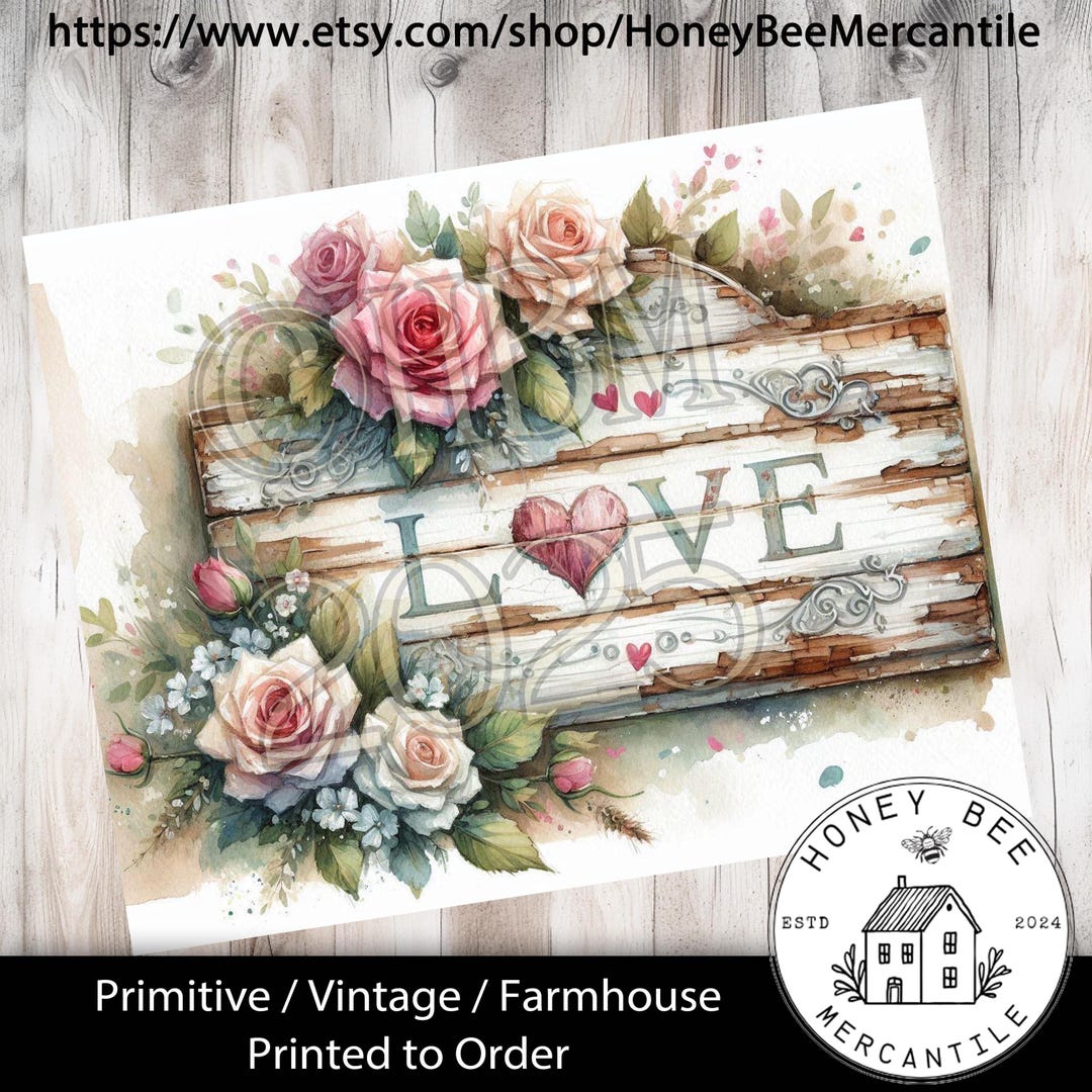 Vintage Primitive Farmhouse, 8x10, Craft Supplies, Decoupage, Rice ...
