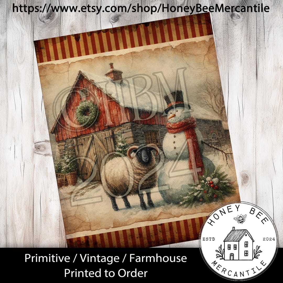 Vintage Primitive Farmhouse, 8x10 Prints, Craft Supplies, Decoupage ...