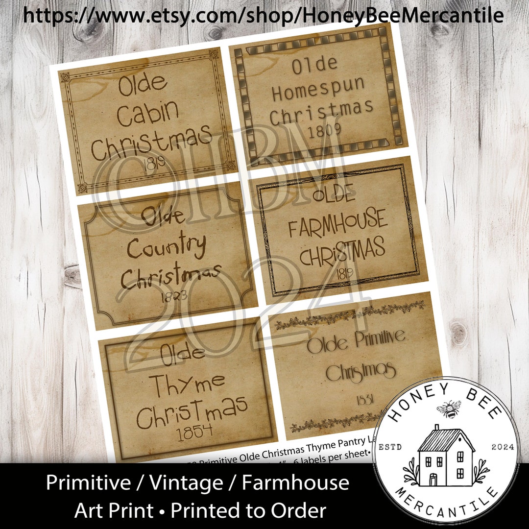 3x4, Set of 6 Primitive Labels, Brown Kraft, Decoupage, Rice Paper ...