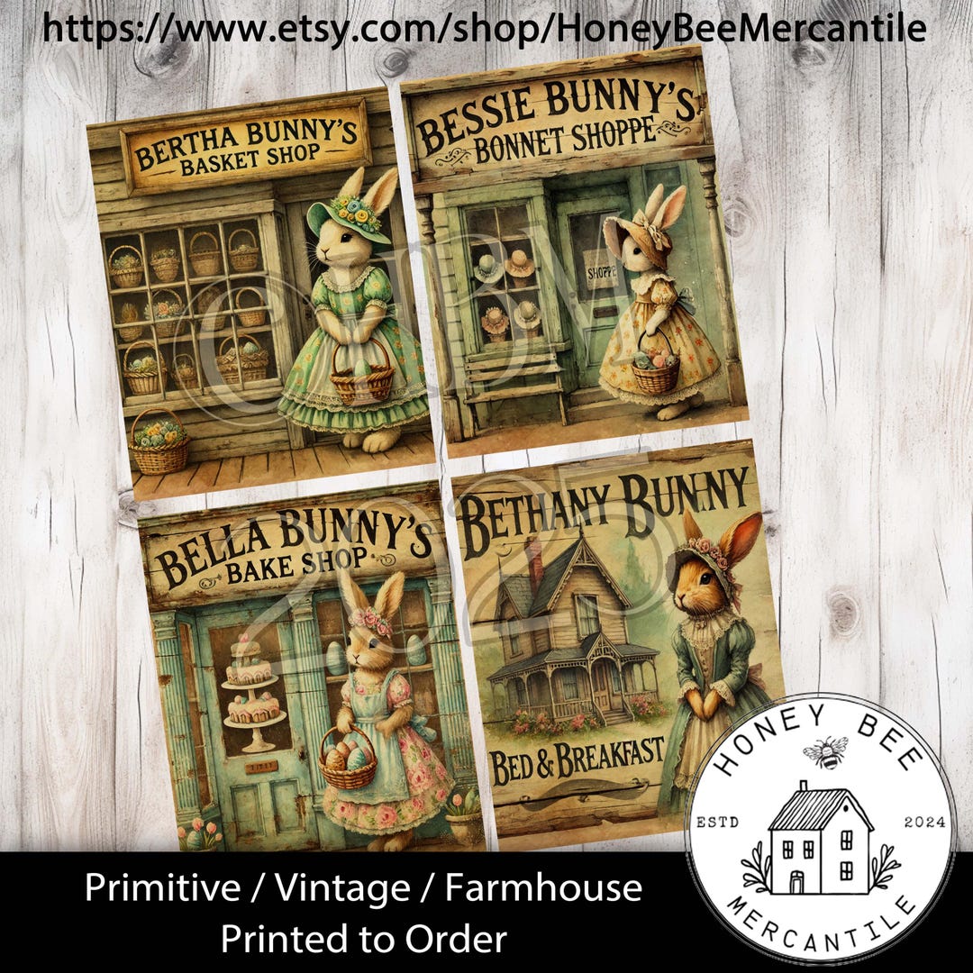 Vintage Primitive Farmhouse Style, 4x5, Set/4, Decoupage, Craft ...