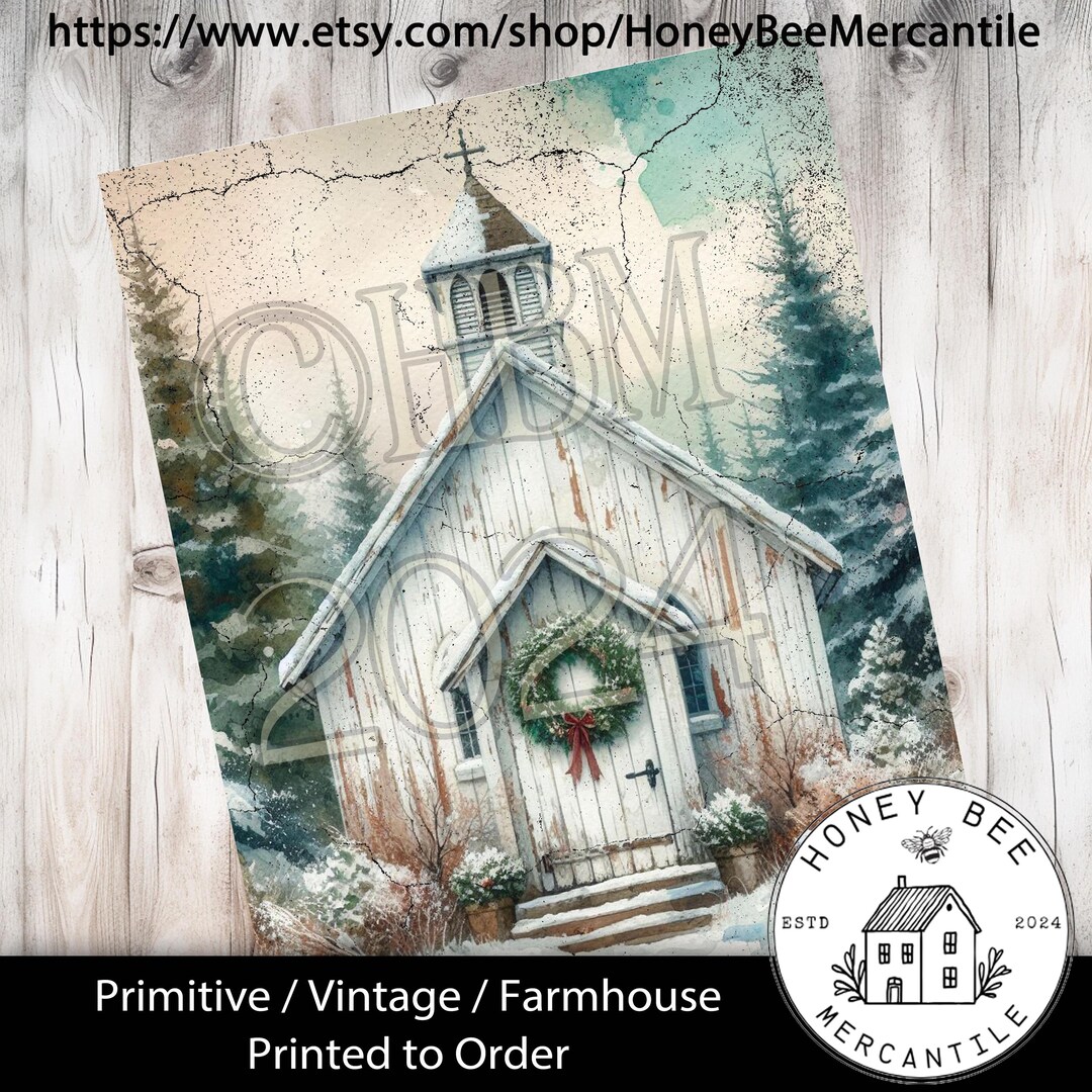 Vintage Primitive Farmhouse, 8x10 Prints, Craft Supplies, Decoupage ...