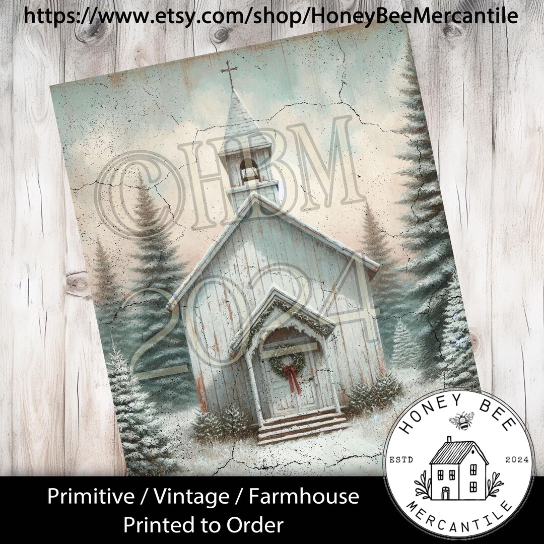 Vintage Primitive Farmhouse, 8x10 Prints, Craft Supplies, Decoupage ...