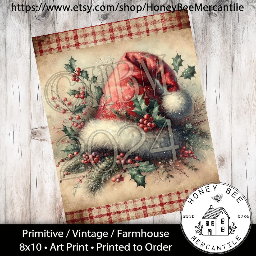 Vintage Primitive Farmhouse Style 8x10 Rice Prints, Decoupage, Wood ...