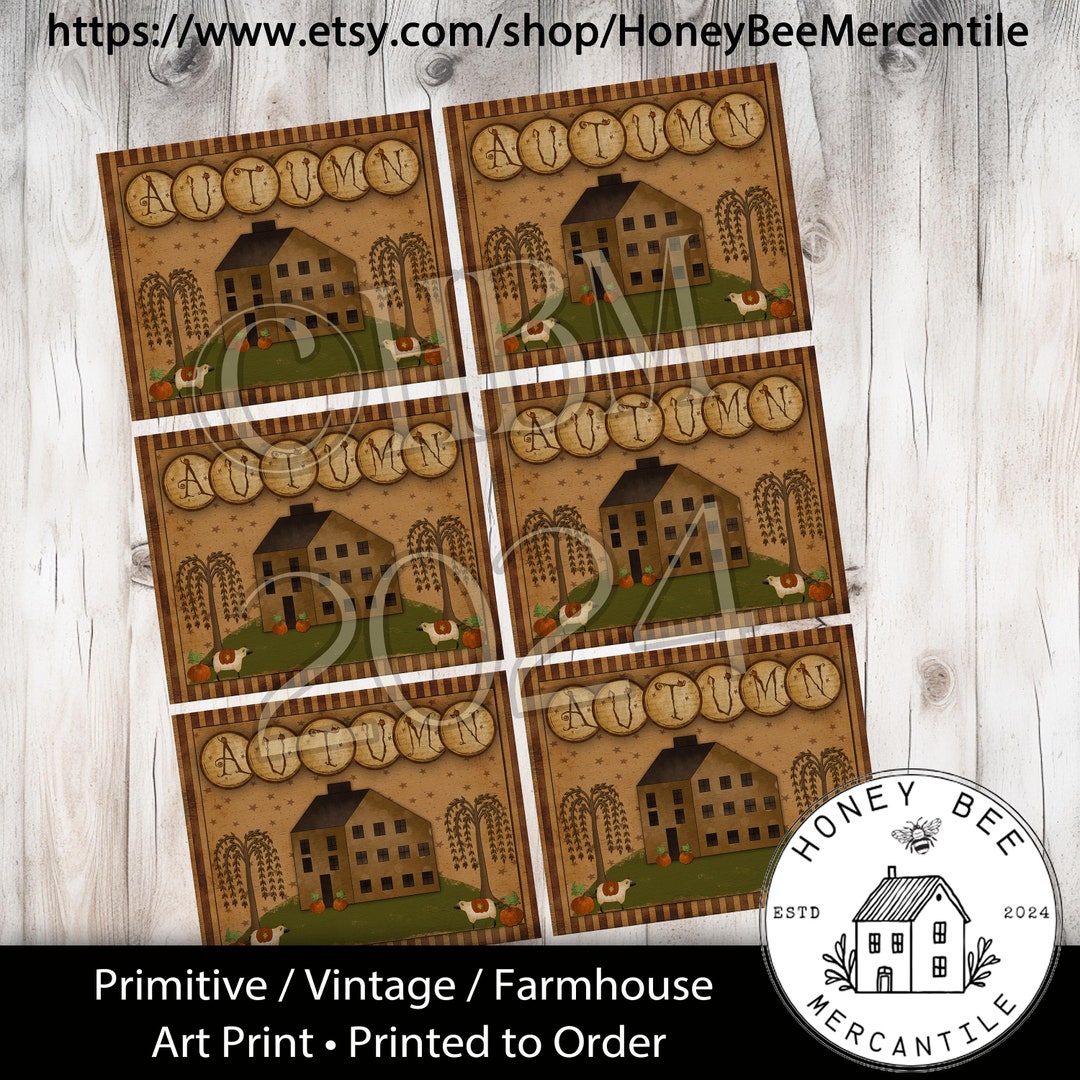 Vintage Primitive Farmhouse, 3x4, Set of 6 Labels, Brown Kraft ...