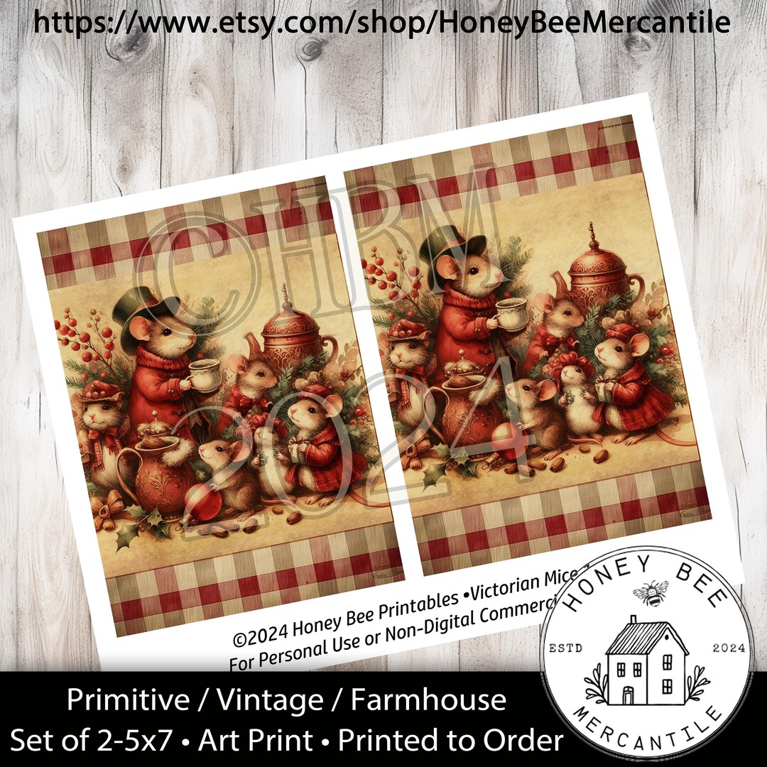 Vintage Primitive Farmhouse Style, 5x7, Rice Prints, Decoupage, Wood ...