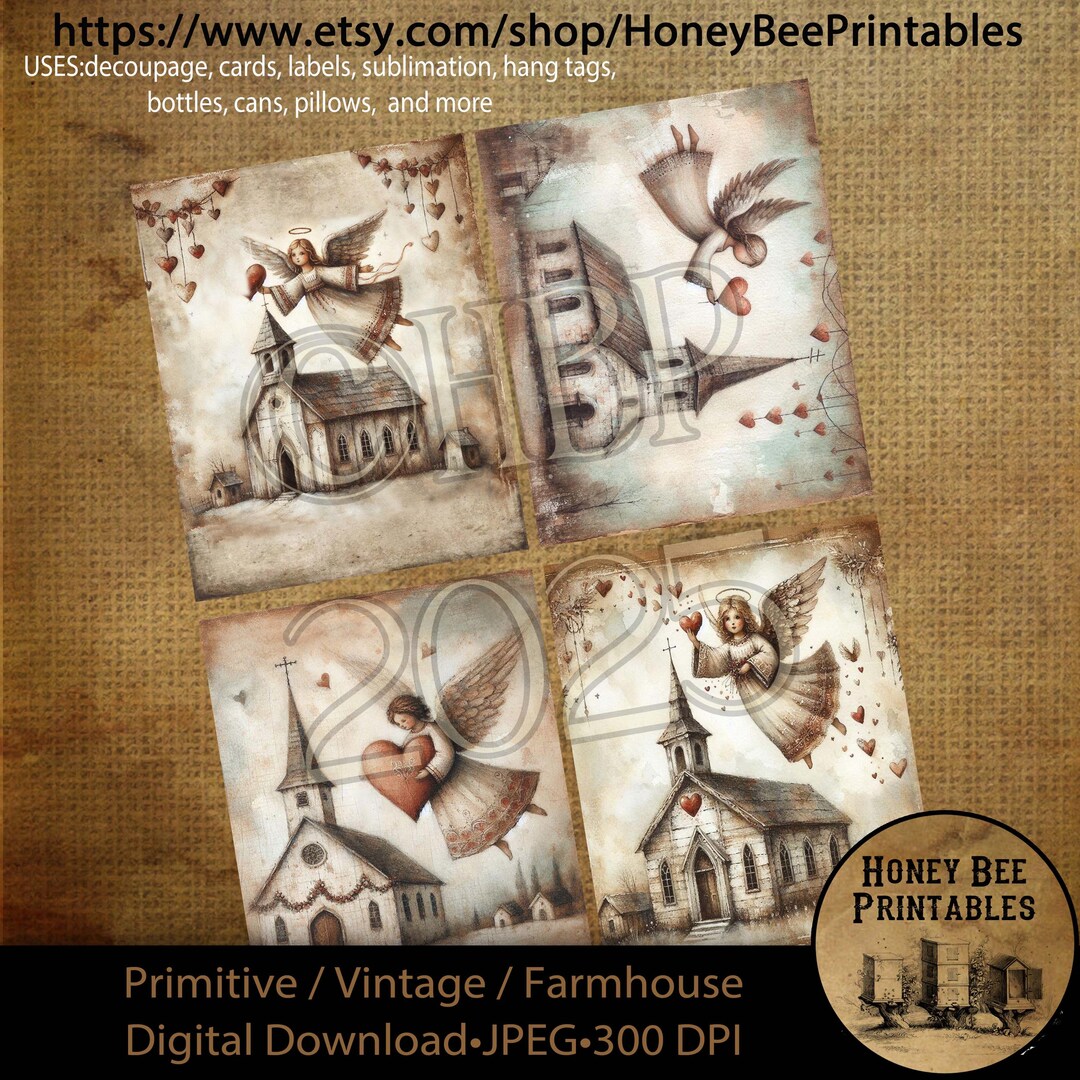 Vintage Primitive Farmhouse Style, 4x5, Decoupage, Craft Supplies, Rice ...