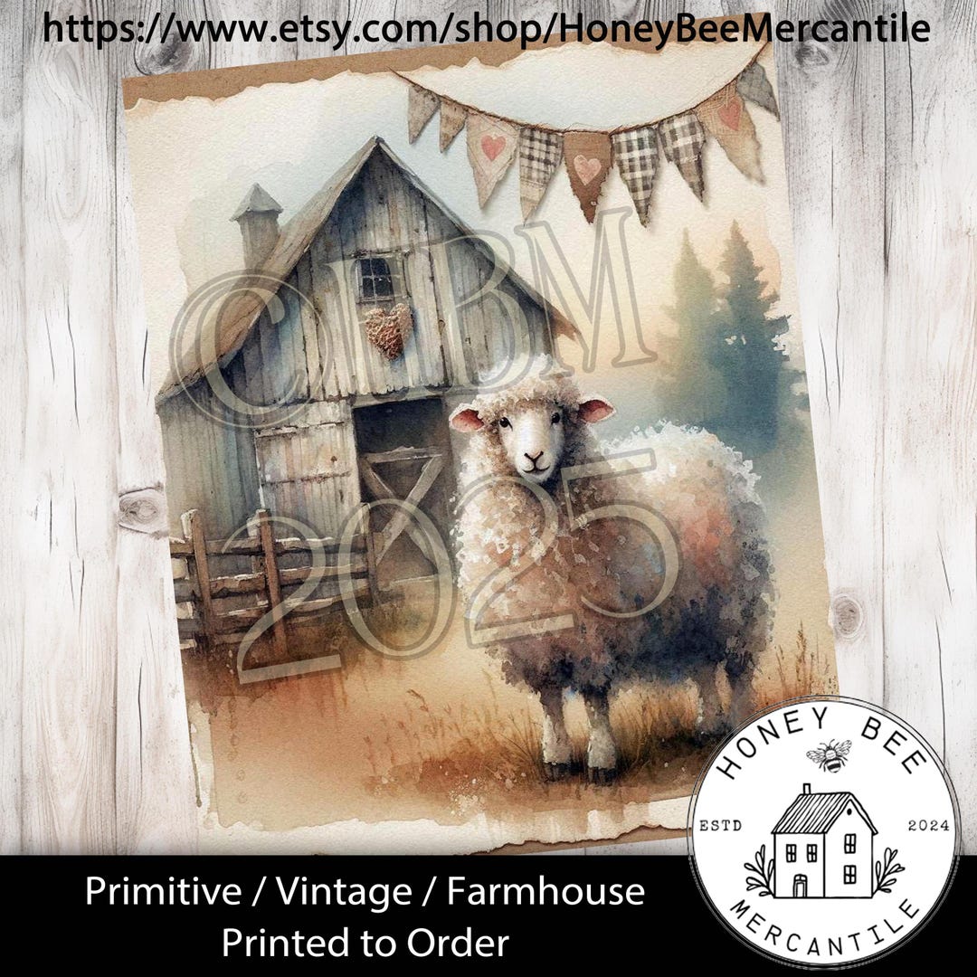 Vintage Primitive Farmhouse, 8x10, Craft Supplies, Decoupage, Rice ...