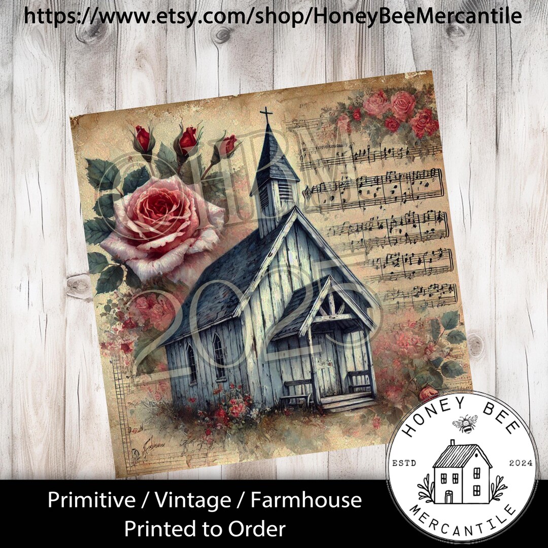 Vintage Primitive Farmhouse, Craft Supplies, Decoupage, Rice Paper ...