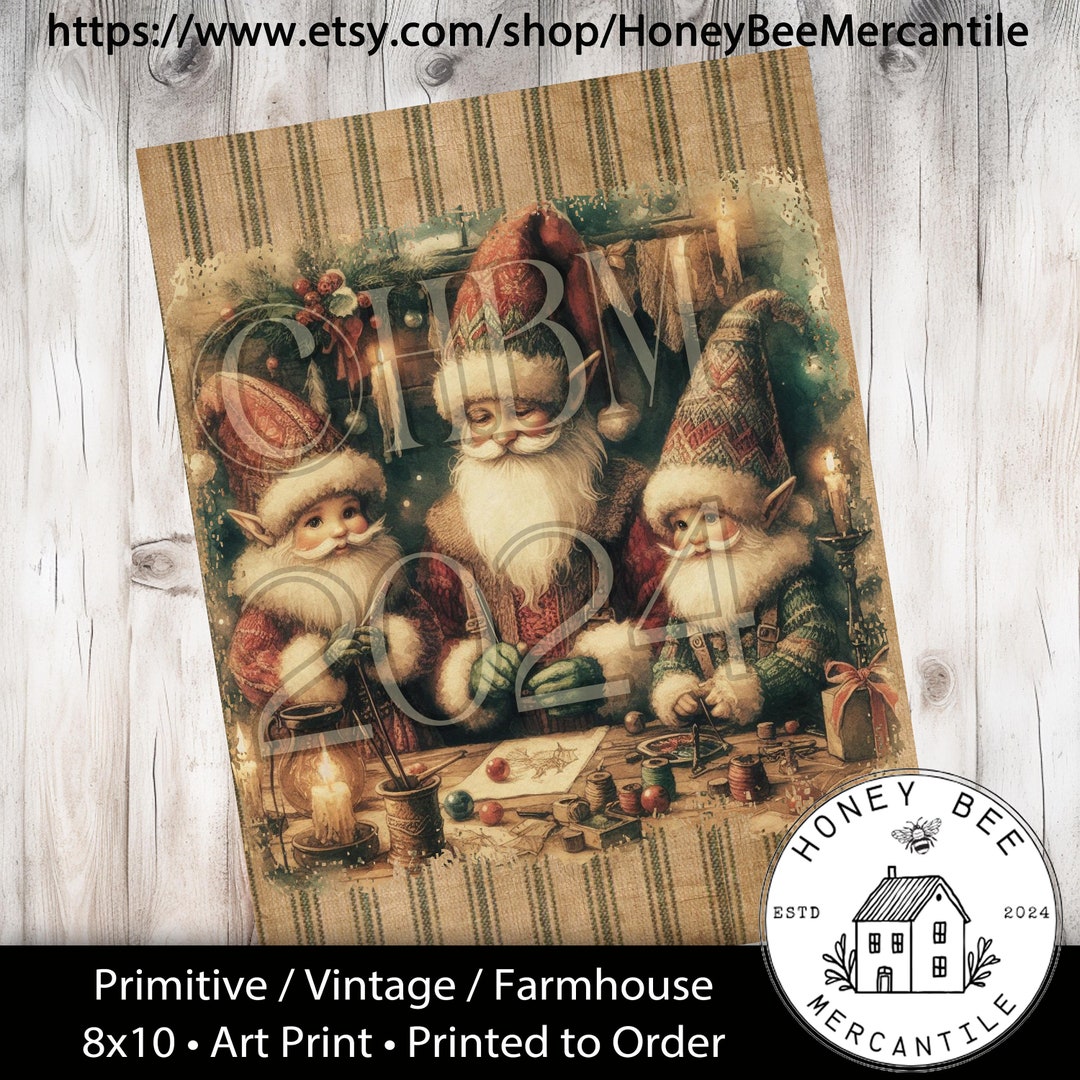 Vintage Primitive Farmhouse Style 8x10 Rice Print, Decoupage, Wood ...
