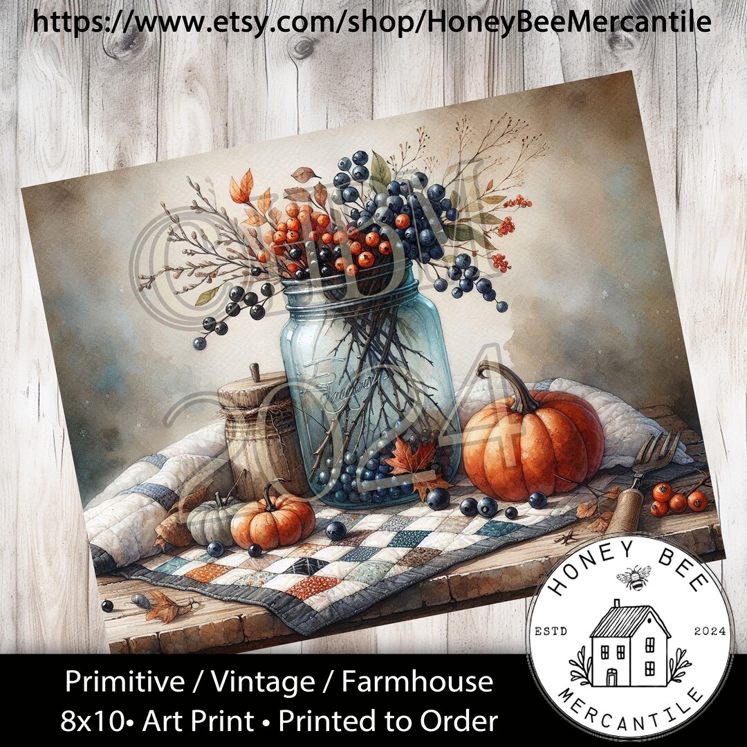 Vintage Primitive Farmhouse Style 8x10 Rice Prints, Decoupage, Wood ...