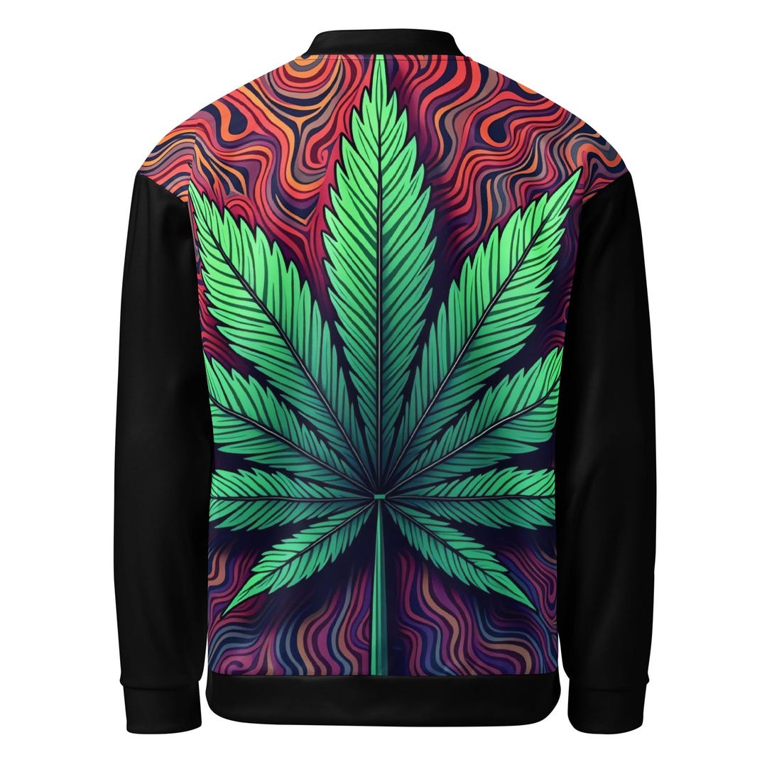 Black Weed Leaf Premium Bomber Jacket - Etsy