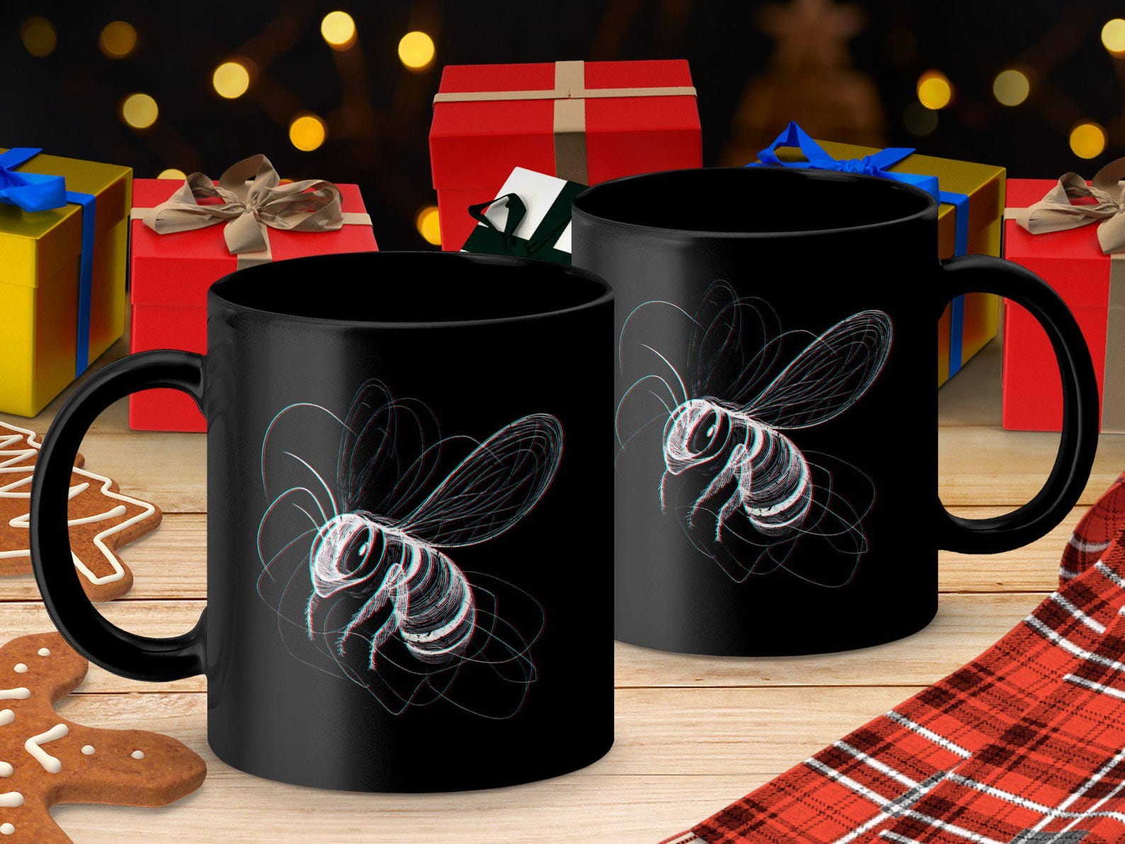 3D Effect Bee Sketch Design, Eclectic and Artsy Bee Art, Perfect Gift ...