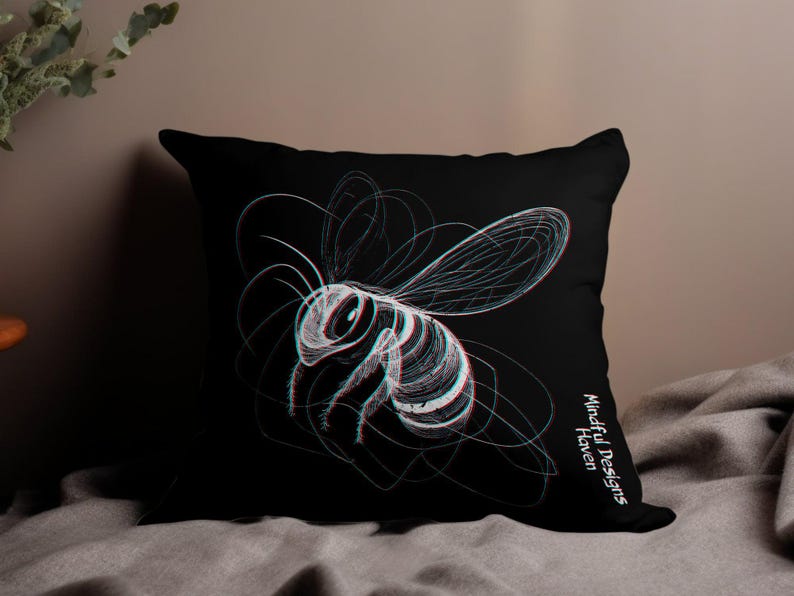 3D Effect Bee Sketch Design, Eclectic and Artsy Bee Art, Perfect Gift ...