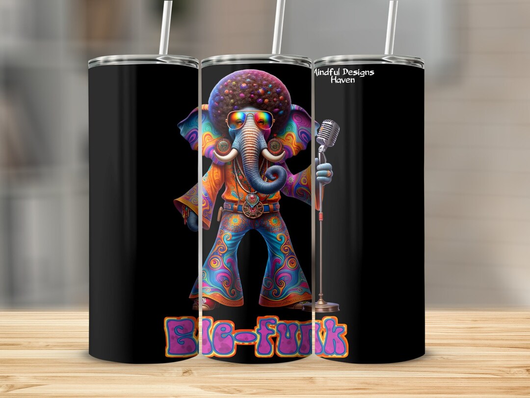 Groovy Elephant Art, Retro Funky Elephant Design, Psychedelic Elephant ...