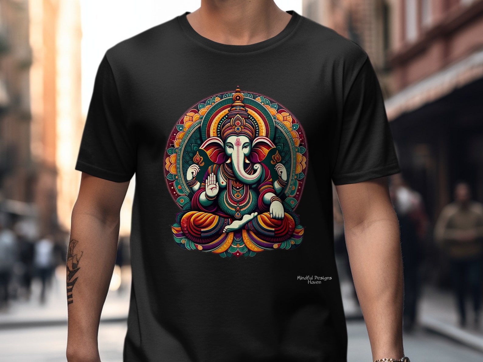 Modern Art Ganesha T-shirt, Meditative Pose Ganesha Tee, Spiritual Luck ...