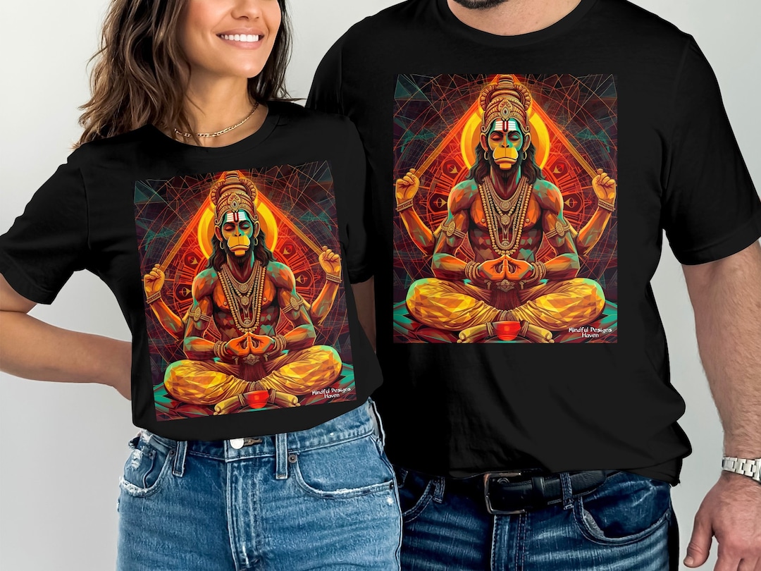Modern Hanuman T-shirt, Vibrant Hanuman Art Tee, Peaceful Lively Design ...