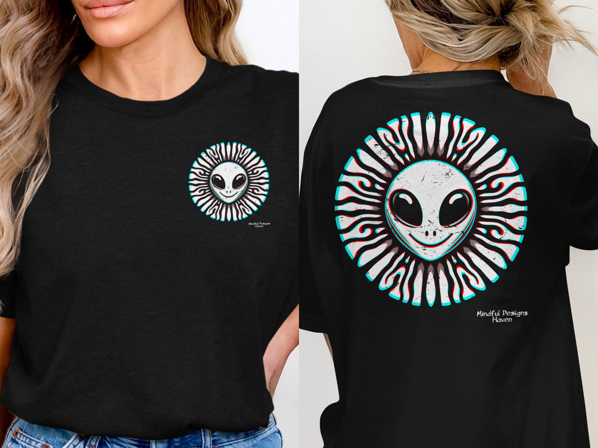 Alien Sun Face Design, Trippy Alien Art Gift, Psychedelic Alien ...