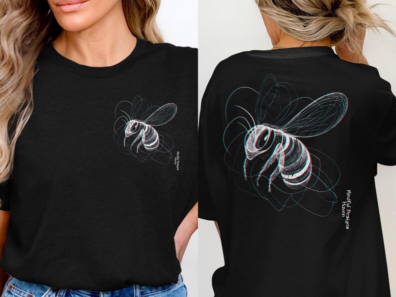 3D Effect Bee Sketch Design, Eclectic and Artsy Bee Art, Perfect Gift ...