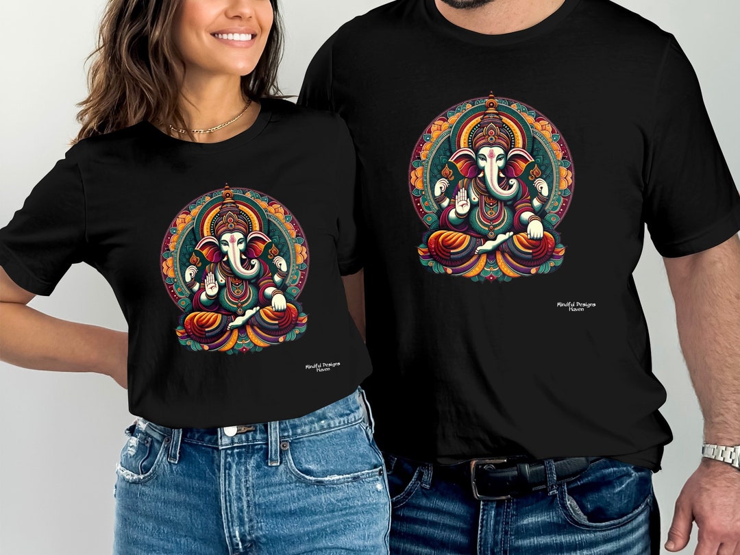Modern Art Ganesha T-shirt, Meditative Pose Ganesha Tee, Spiritual Luck ...