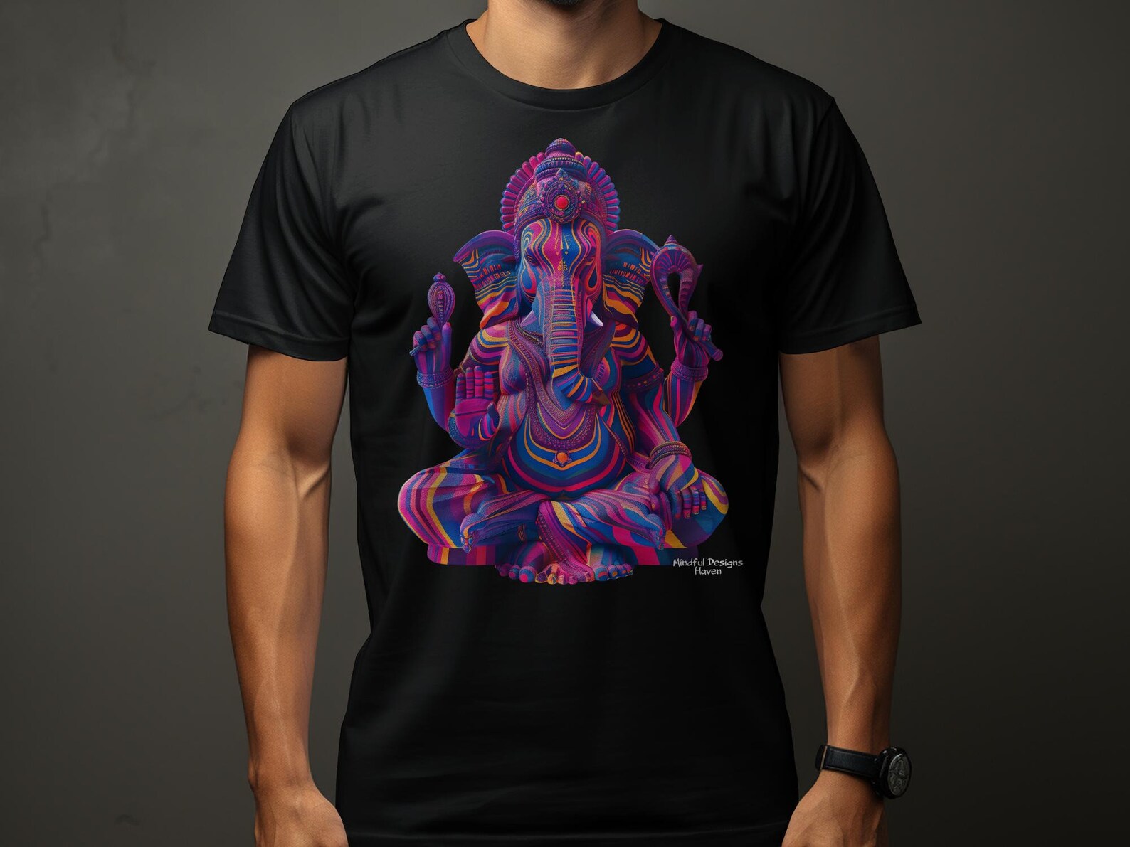 Modern Art Ganesha T-shirt, Meditative Pose Ganesh, Unique Spiritual ...