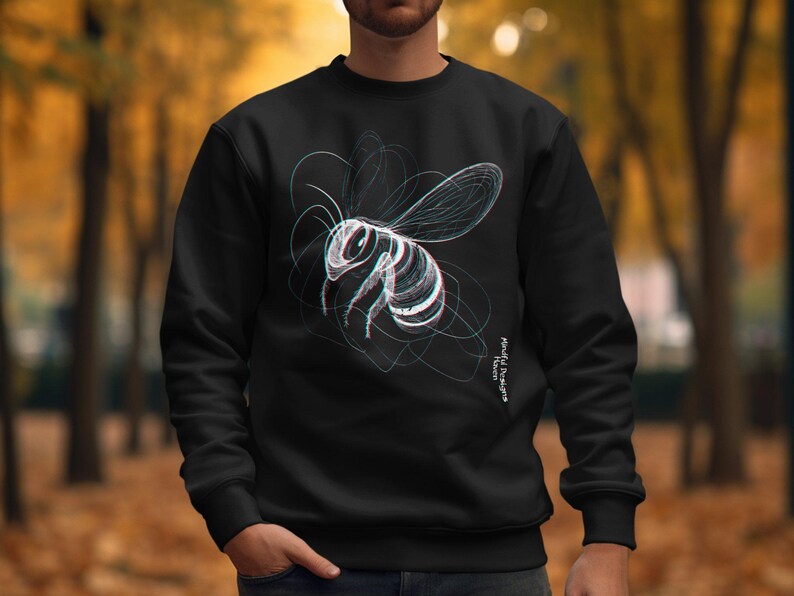 3D Effect Bee Sketch Design, Eclectic and Artsy Bee Art, Perfect Gift ...
