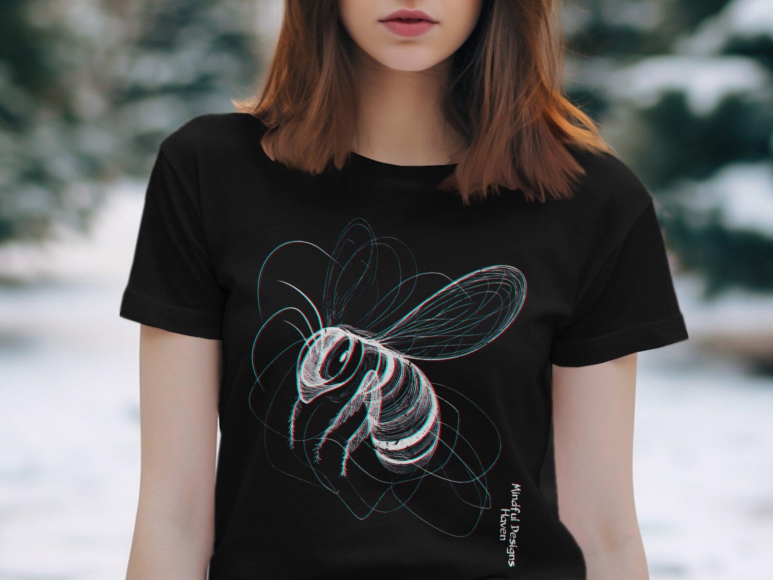 3D Effect Bee Sketch Design, Eclectic and Artsy Bee Art, Perfect Gift ...