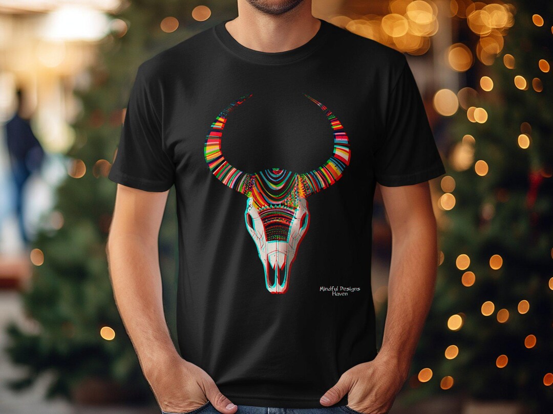 Buffalo Skulls With Anaglyph Effect, Unique Colorful Buffalo Skull ...