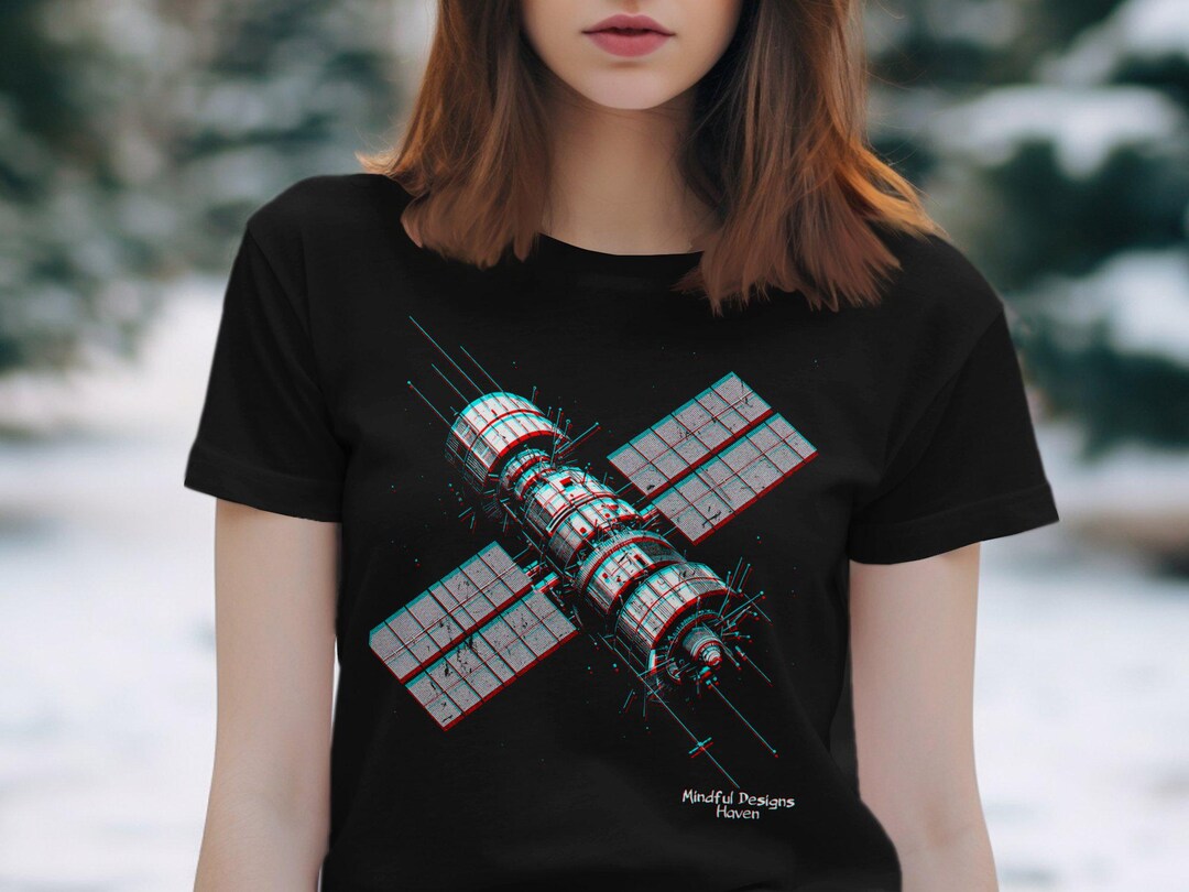 Space Station Graphic 3D Art Design, Retro Futuristic Illustration, Sci ...