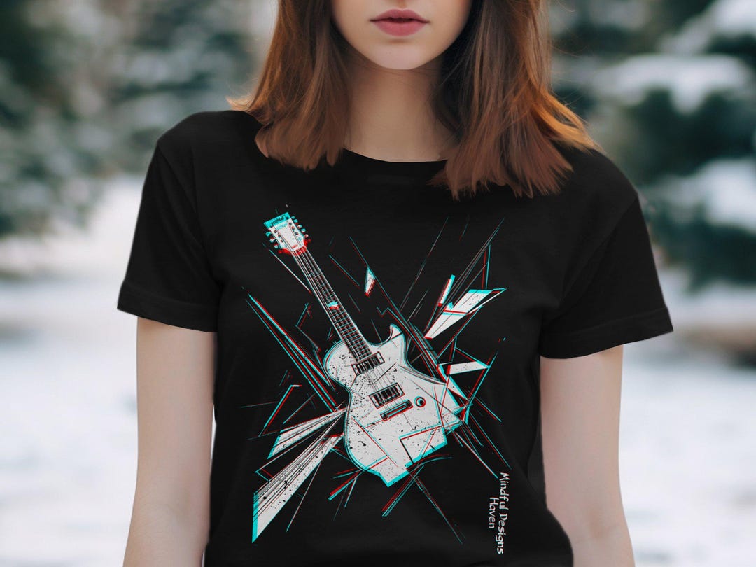 Retro Rock Guitar Design, Unique Distressed Guitar Art, Vintage Guitar ...