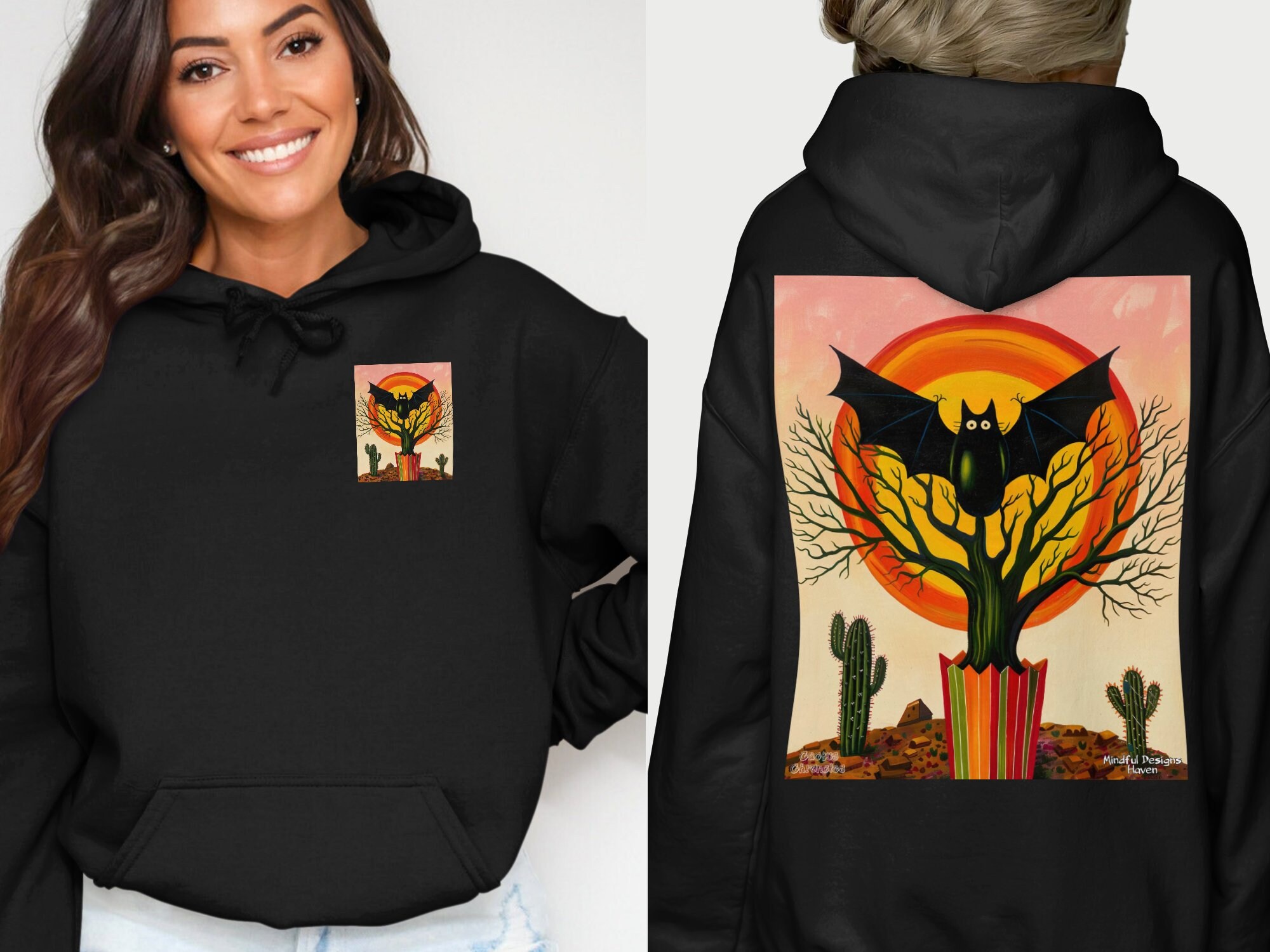 Unique Cactus Bat Design Shirt Front and Back Print V-necks, Tank Tops ...