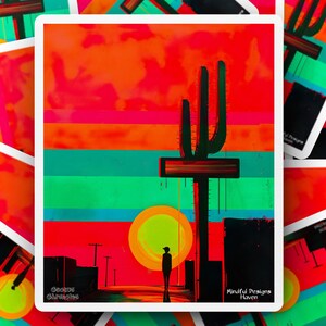 Vibrant Cactus Sunset Wall Art Collection - Posters, Canvas, Journals ...