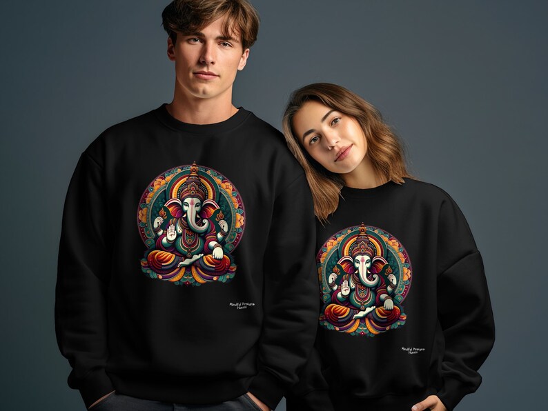 Modern Art Ganesha T-shirt, Meditative Pose Ganesha Tee, Spiritual Luck ...
