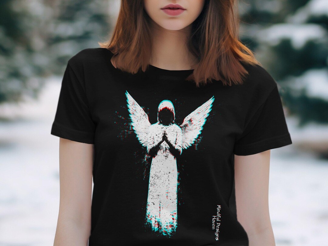 Gothic Angel With Hood Praying Art, Vintage 3D Style Distressed, Dark ...